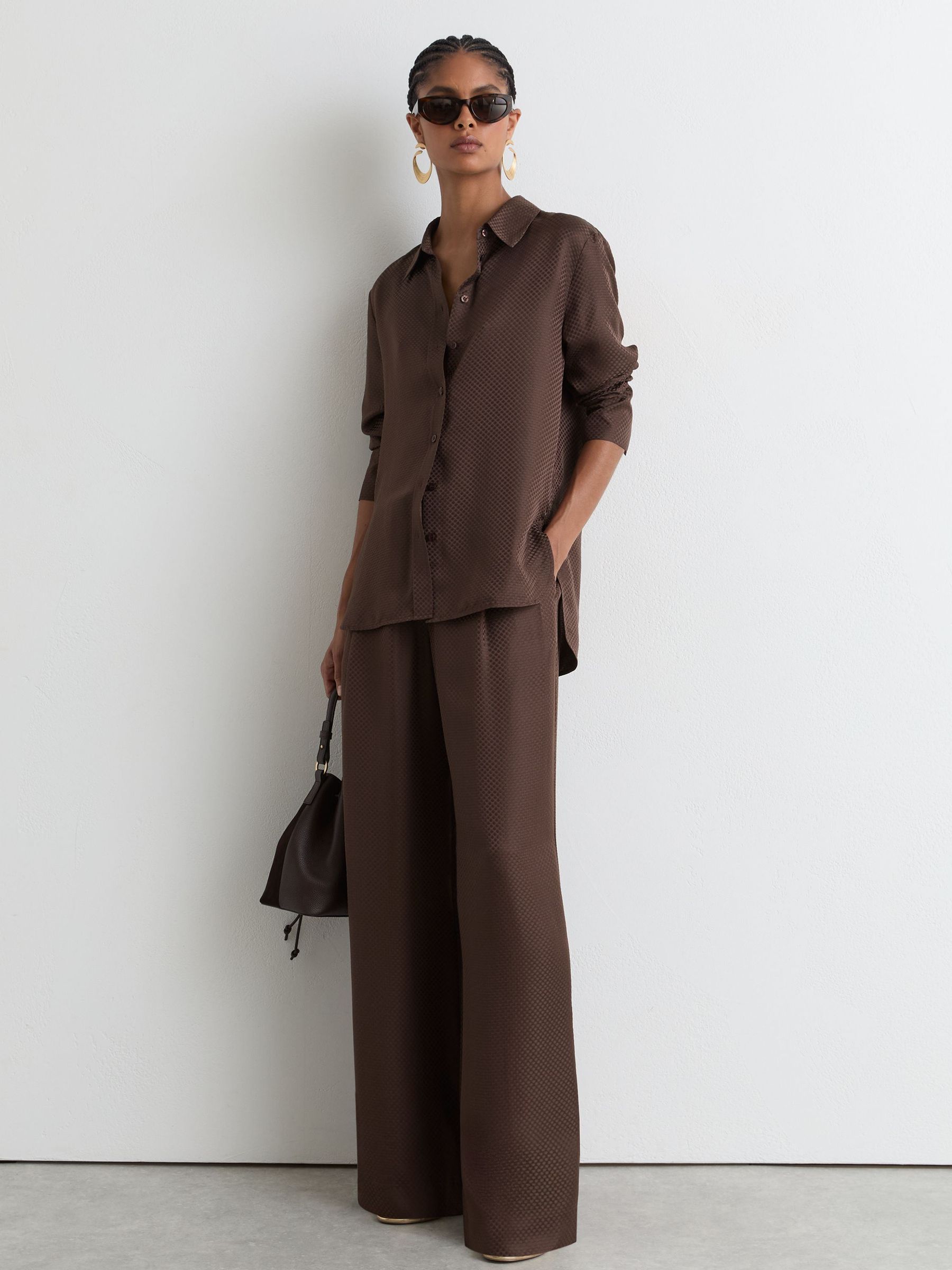 REISS Reiss Aliana Silk Jacquard Long-Sleeve Shirt